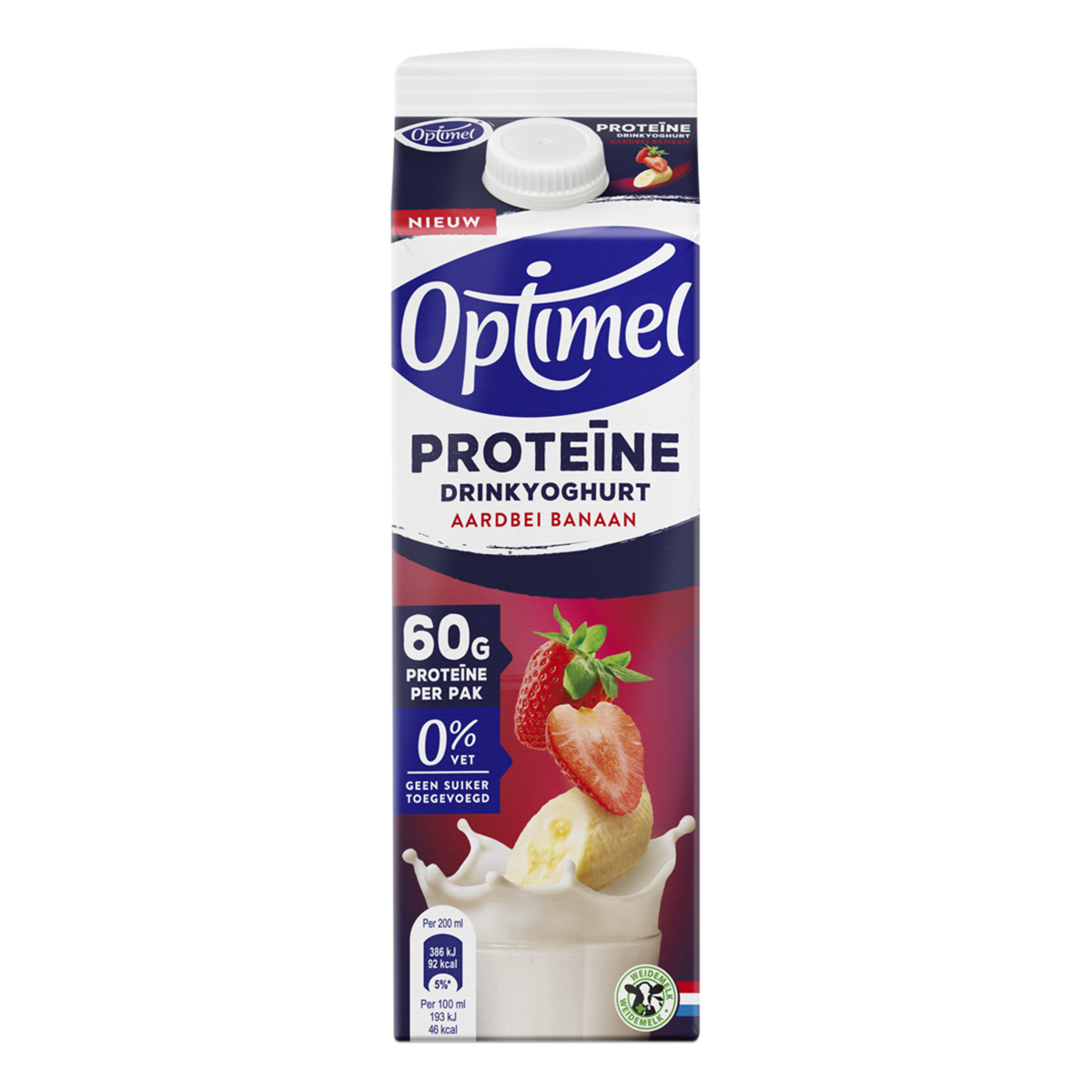 Optimel Proteïne Drinkyoghurt Aardbei Banaan 1ltr | Optimel